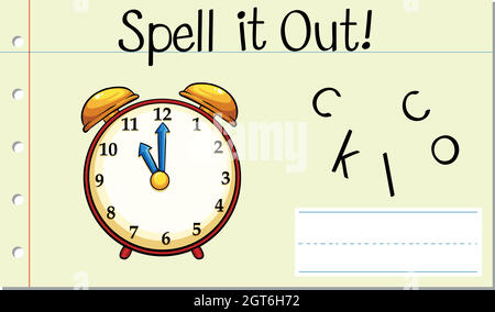 Font design for word spelling time with kids and abc illustration Stock ...