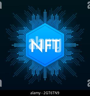 Flat illustration with nft laptop screen. Banner vector. Flat design ...