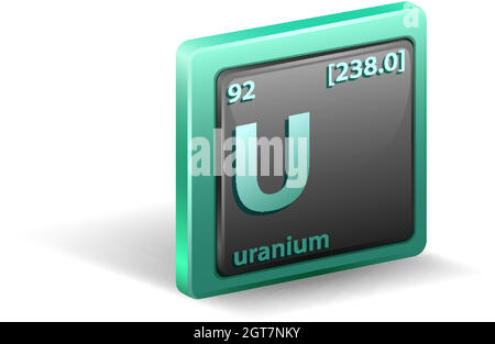 Uranium chemical element. Chemical symbol with atomic number and atomic ...
