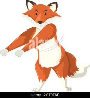 Cartoon fox dancing. Vector illustration of happy fox. Design for ...
