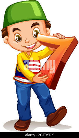 Cartoon seven math number character, vector kids education mathematics ...