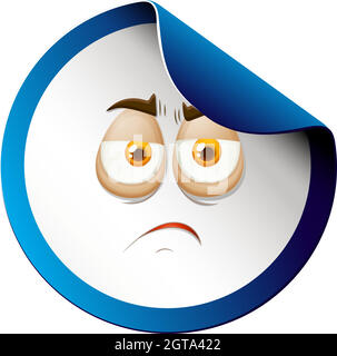 Sad mouth Sticker on face. sorrowful guy face. Vector illustration ...