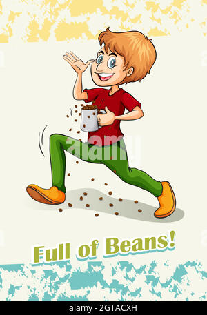 Full of beans idiom Stock Vector Image & Art - Alamy