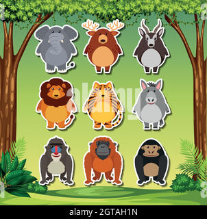 A sticker template of elephant cartoon character illustration Stock Vector Image & Art - Alamy
