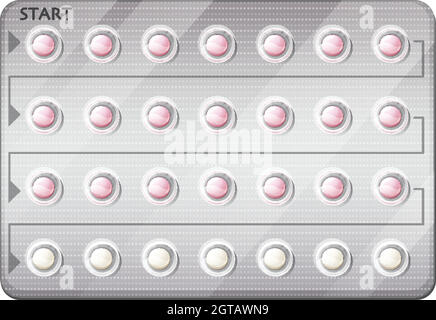 birth control pills pack illustration vector isolated Stock Vector ...