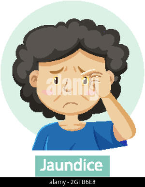 Cartoon character with jaundice symptoms illustration Stock Vector ...