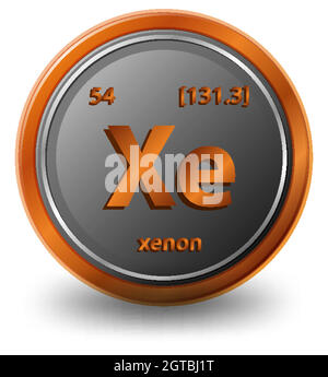 Xenon chemical element. Chemical symbol with atomic number and atomic ...