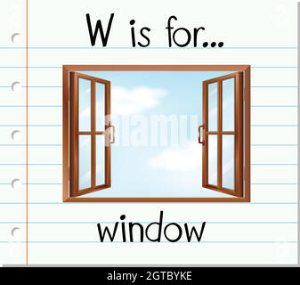 Alphabet flashcard with letter W for Window illustration Stock Vector ...