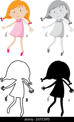 Simple cartoon illustration of a cute girl Stock Vector Image & Art - Alamy