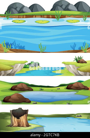 Set of water landscape illustration Stock Vector Image & Art - Alamy