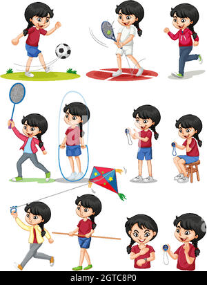 Set of girl doing different types of sports Stock Vector Image & Art ...