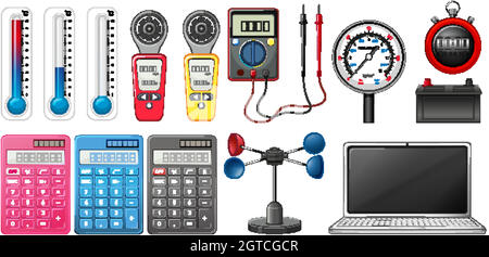 Set of measuring devices on white background illustration Stock Vector ...