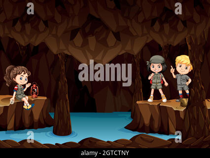 Children exploring the cave Stock Vector Image & Art - Alamy