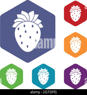 One strawberry berry icons set hexagon Stock Vector Image & Art - Alamy