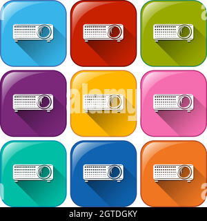 Tv remote with blue buttons, illustration, vector on a white background ...