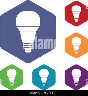 Glowing LED bulb set icons Stock Vector Image & Art - Alamy