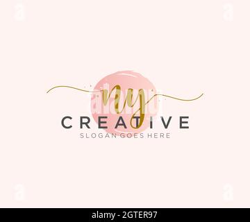 NY Feminine logo beauty monogram and elegant logo design, handwriting ...