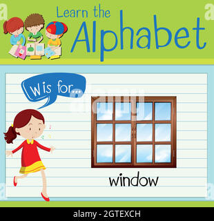 Alphabet flashcard with letter W for Window illustration Stock Vector ...