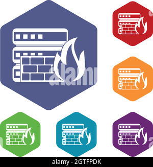 Database and firewall set icons Stock Vector Image & Art - Alamy