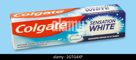 Hamburg, Germany - August 7, 2021: Colgate Toothpaste Sensation White ...