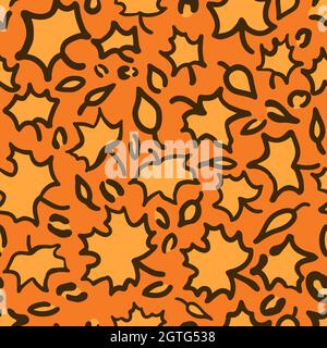 Leopard or jaguar seamless pattern made of fall leaves. Trendy animal ...