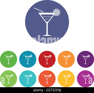 A set of vector icons for the beach with the image of a palm tree and ...