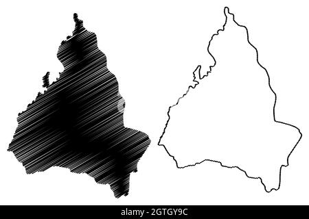 Chandel district (Manipur State, Republic of India) map vector ...
