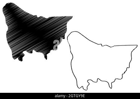Chirang district (Assam State, Republic of India) map vector ...