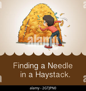 Finding needle in a haystack illustration Stock Vector Image & Art - Alamy