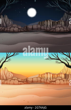 Day and Night Desert Scene Stock Vector Image & Art - Alamy