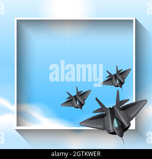 Border template with jet planes flying in sky illustration Stock Vector ...