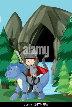 Medieval knight riding dragon illustration Stock Vector Image & Art - Alamy