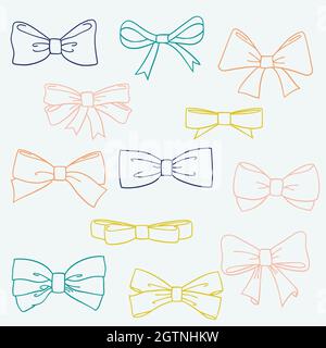 Set hand drawn outline bows isolated on white background Stock Vector ...
