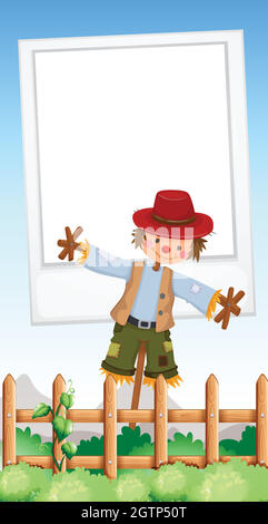 Border template design with scarecrow in the garden illustration Stock ...