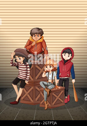 Group of problem teenager illustration Stock Vector Image & Art - Alamy