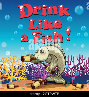 Idiom drink like a fish Stock Vector Image & Art - Alamy