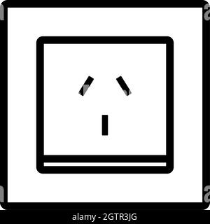 China electrical socket icon. Black background with white. Vector ...