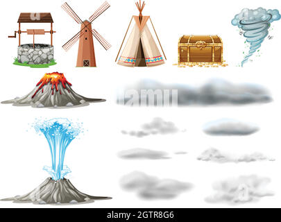 Set of different nature objects illustration Stock Vector Image & Art ...