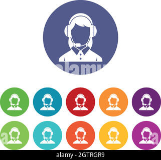 Business woman with headset icons set Stock Vector Image & Art - Alamy
