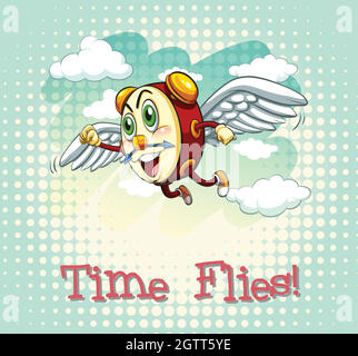 Old idiom time flies illustration Stock Vector Image & Art - Alamy