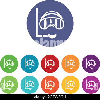 Diving mask icons set 9 vector Stock Vector Image & Art - Alamy