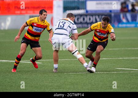 Rob Knox of Coventry Rugby seen in action during the Green King ...