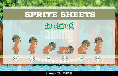 Bear sprite sheets ducking illustration Stock Vector Image & Art - Alamy