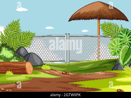 Zoo park without animal scene illustration Stock Vector Image & Art - Alamy