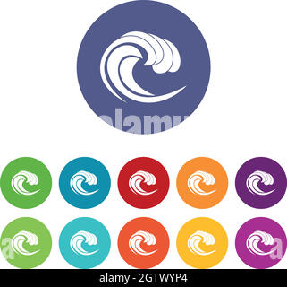 Sea Water Wave Icon Set Vector Illustration Sea Line Wave Icons vector ...