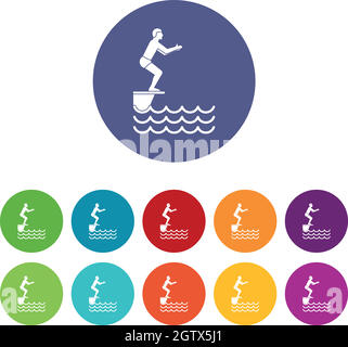 Man standing on springboard set icons Stock Vector Image & Art - Alamy