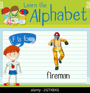 F is for Fireman Alphabet Learning Illustration Stock Vector Image ...