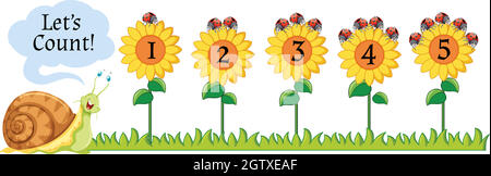 Counting numbers on sunflowers illustration Stock Vector Image & Art ...