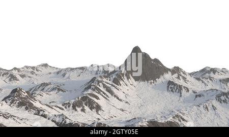 3D illustration snowy mountains Isolated on white background Stock ...