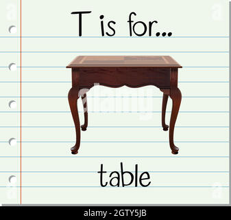 Flashcard of alphabet T is for table Stock Vector Image & Art - Alamy